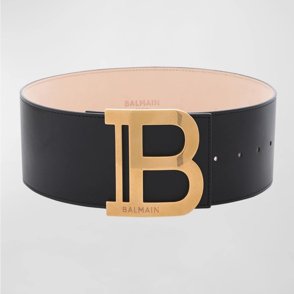 Balmain | Accessories | Balmain B Logo Calfskin Buckle Belt Black Size ...